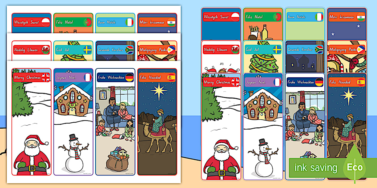 Christmas Greetings Editable Bookmarks (teacher made)