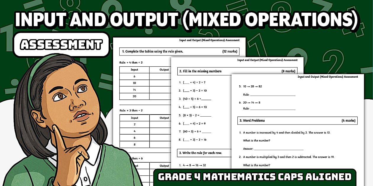 Gr4 Maths – Input and Output (Mixed Operations) – Assessment