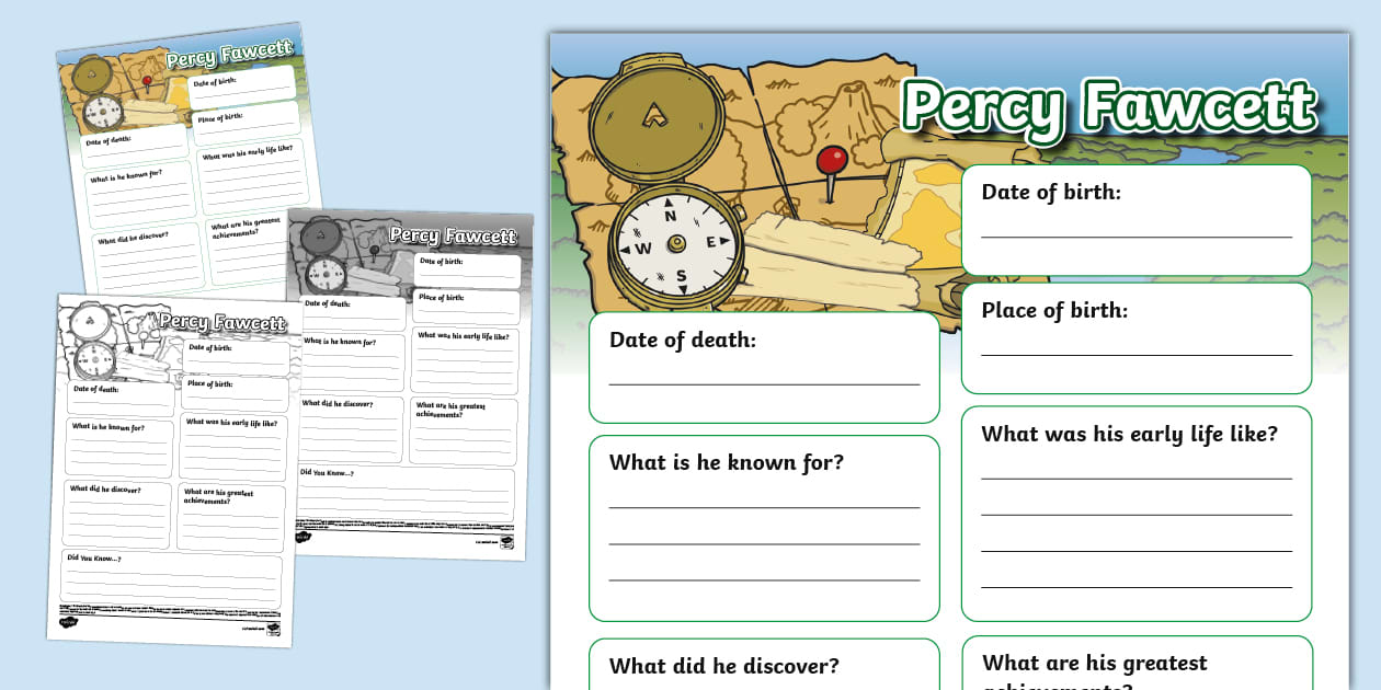Percy Fawcett Fact File Template - Twinkl