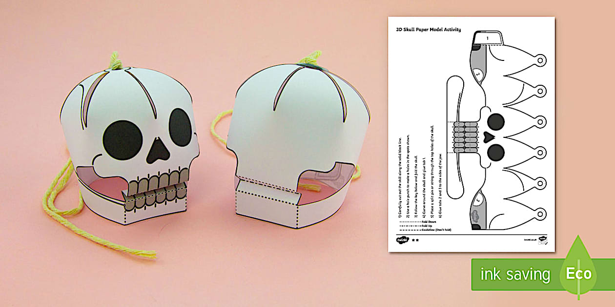 Halloween Skull | 3D Paper Activity | Primary Resource
