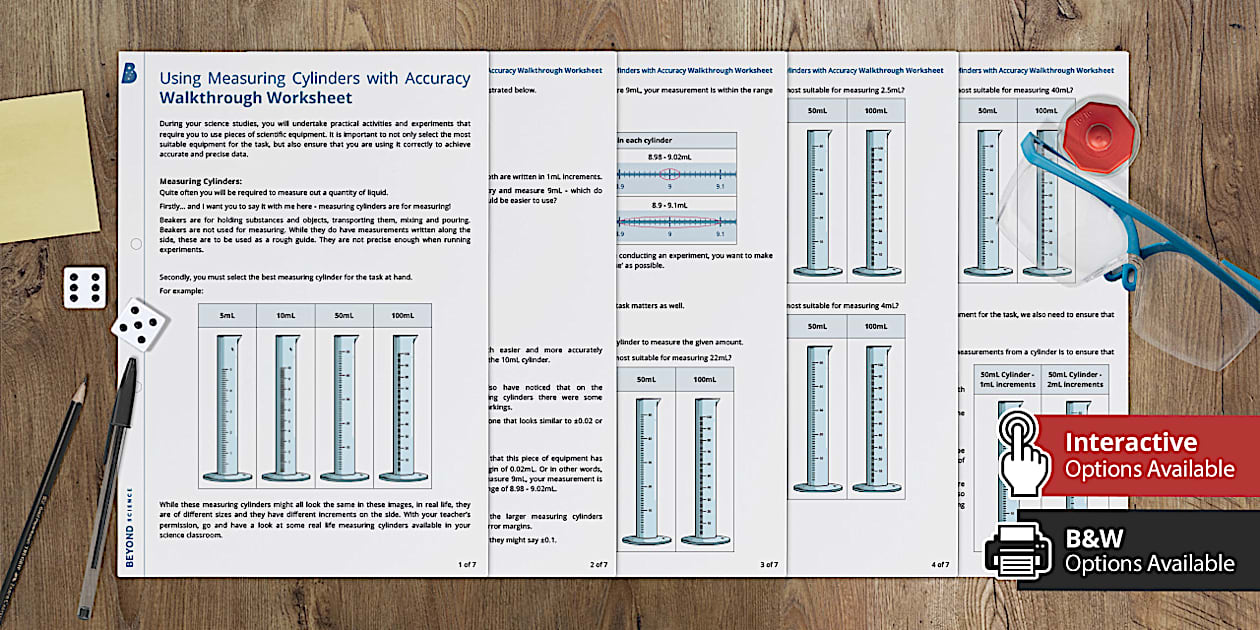 Using Measuring Cylinders with Accuracy Walkthrough Worksheet