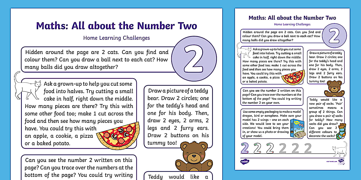 Number Formation All about Number Two Home Learning Challenges