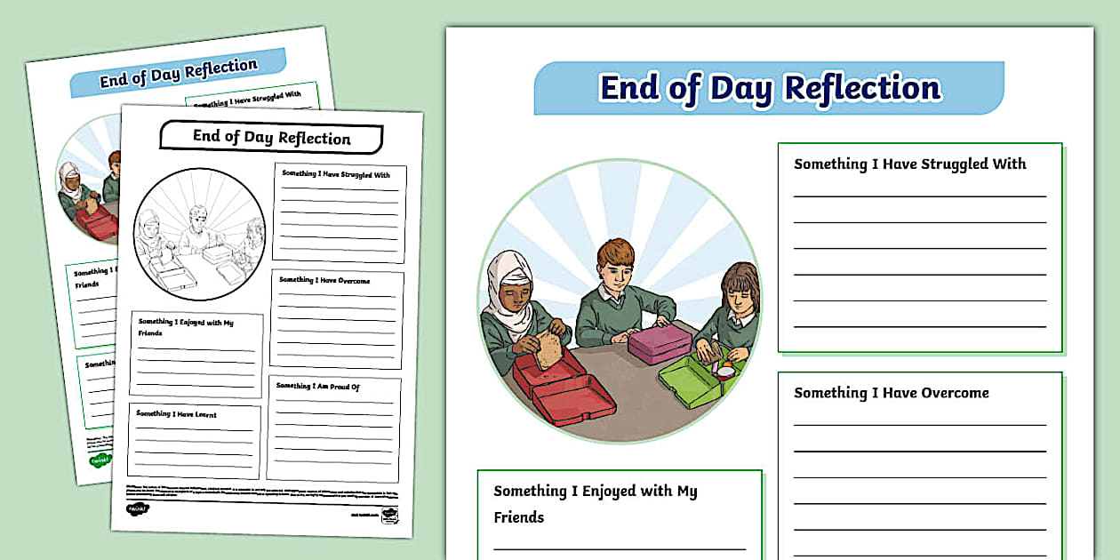End of Day Reflection Worksheet (teacher made) - Twinkl