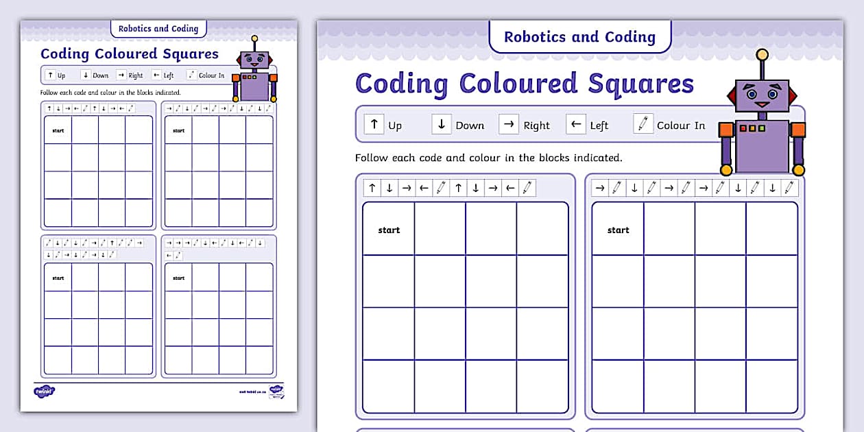 Robotics and Coding Algorithm Coloured Squares - Twinkl Robotics and Coding Algorithm Coloured Squares - Twinkl