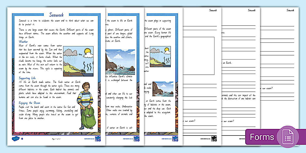 Seaweek Reading Comprehension (teacher made) - Twinkl