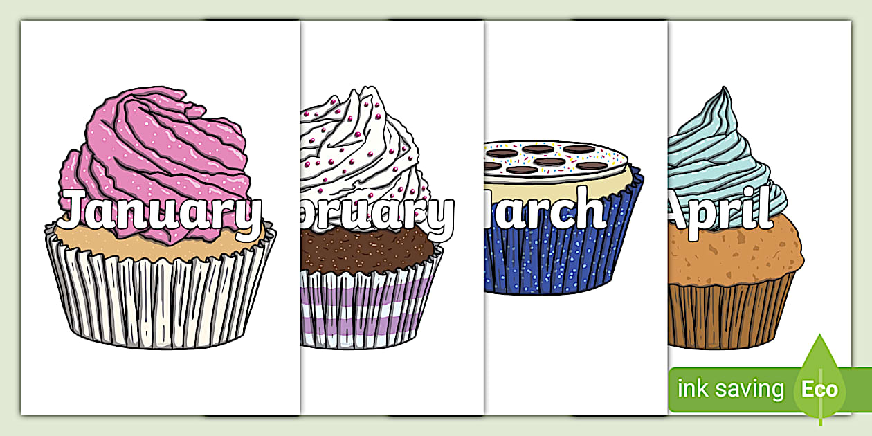 Months of the Year on Cupcakes (teacher made) - Twinkl
