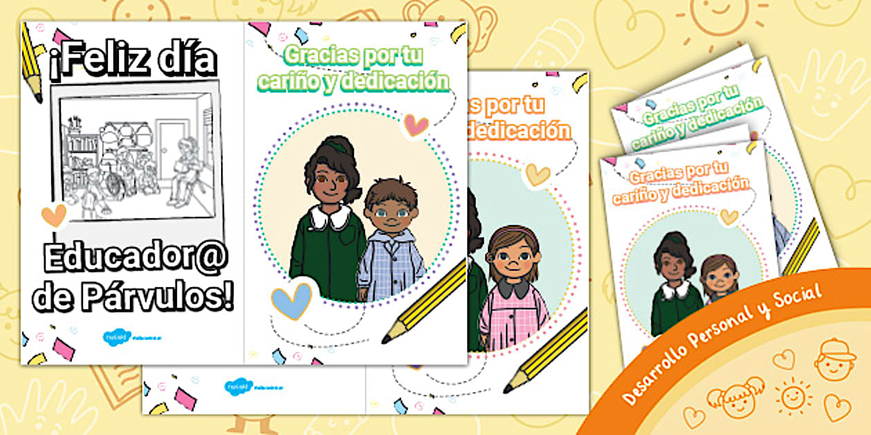 Tarjeta | Feliz | Día | Educadora | Párvulos