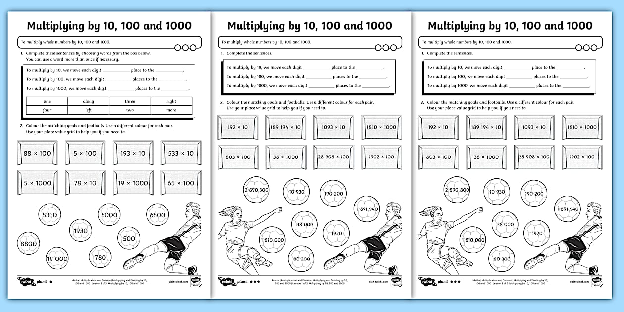 👉 Year 5 Multiplying by 10, 100 and 1000 Maths Activity Sheet