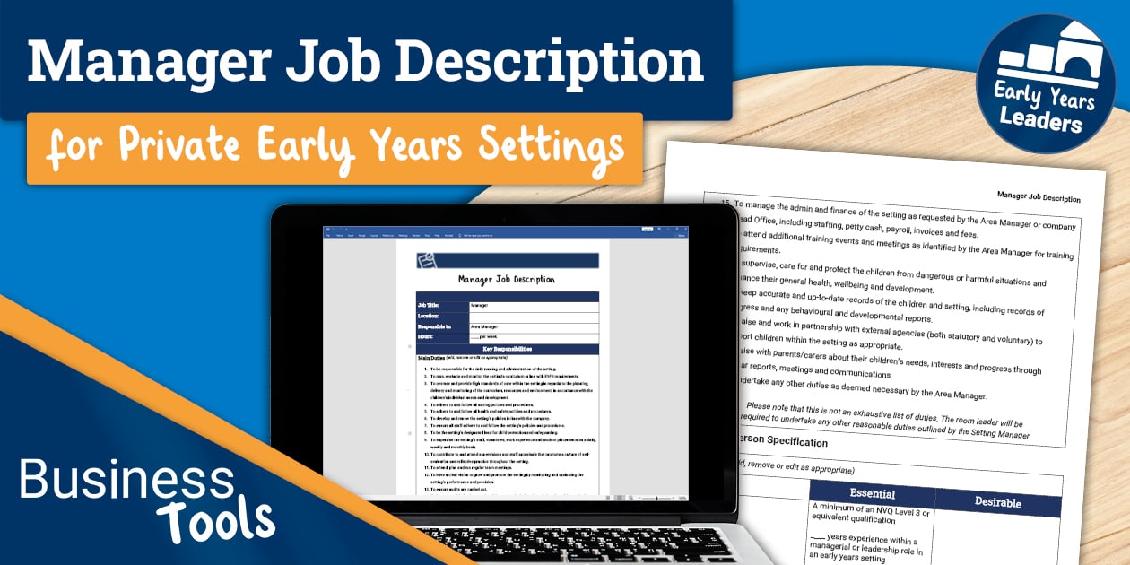 Manager Job Description and Person Specification for Private Early Years