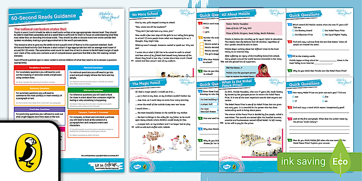 Malala's Magic Pencil: 60-Second Reads Activity Pack LKS2
