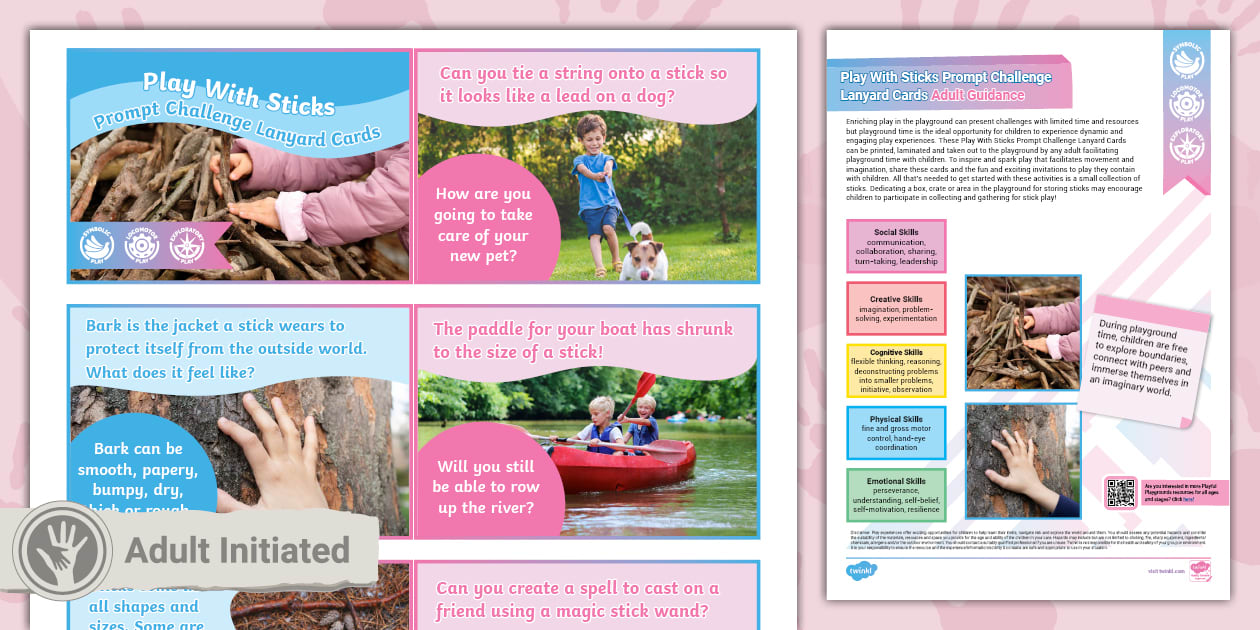 Playful Playground - Play With Sticks Prompt Challenge Cards