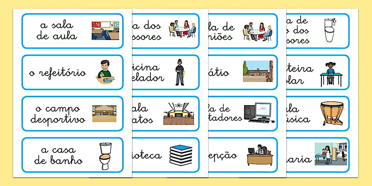 Cartões de Vocabulário - Lugares da Escola | Twinkl