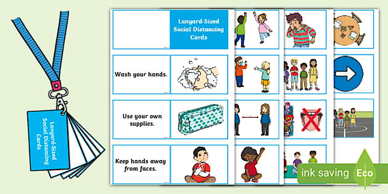 Lanyard-Sized Social Distancing Cards (teacher made)