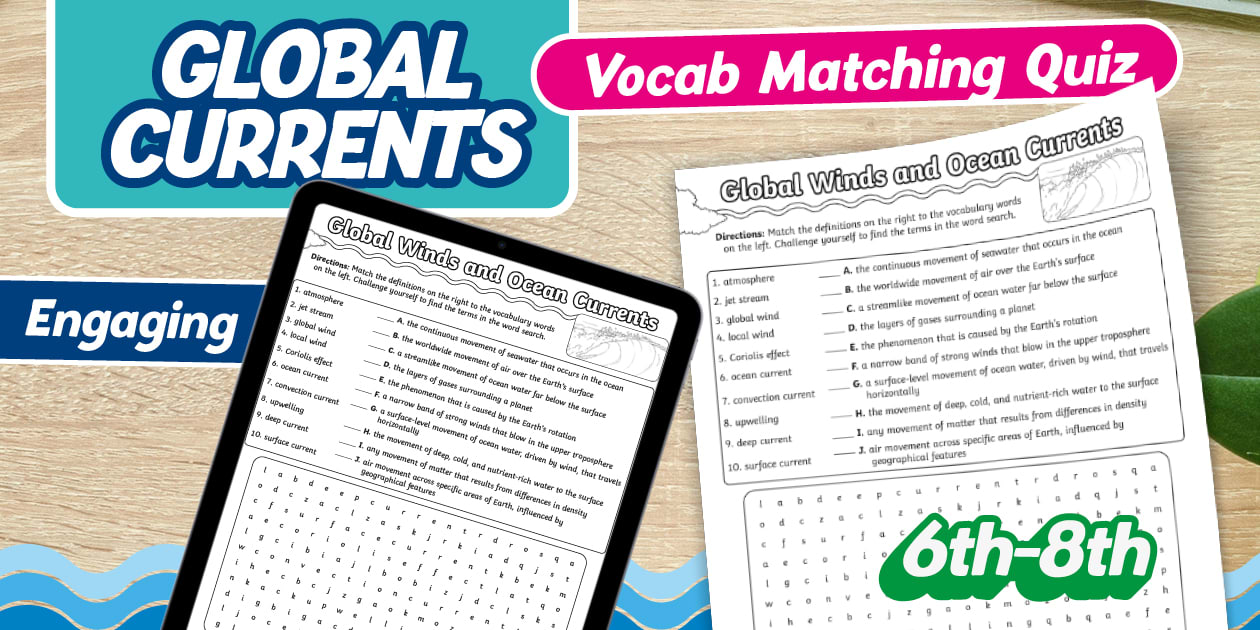 Global Currents Vocabulary Matching Quiz and Word Search