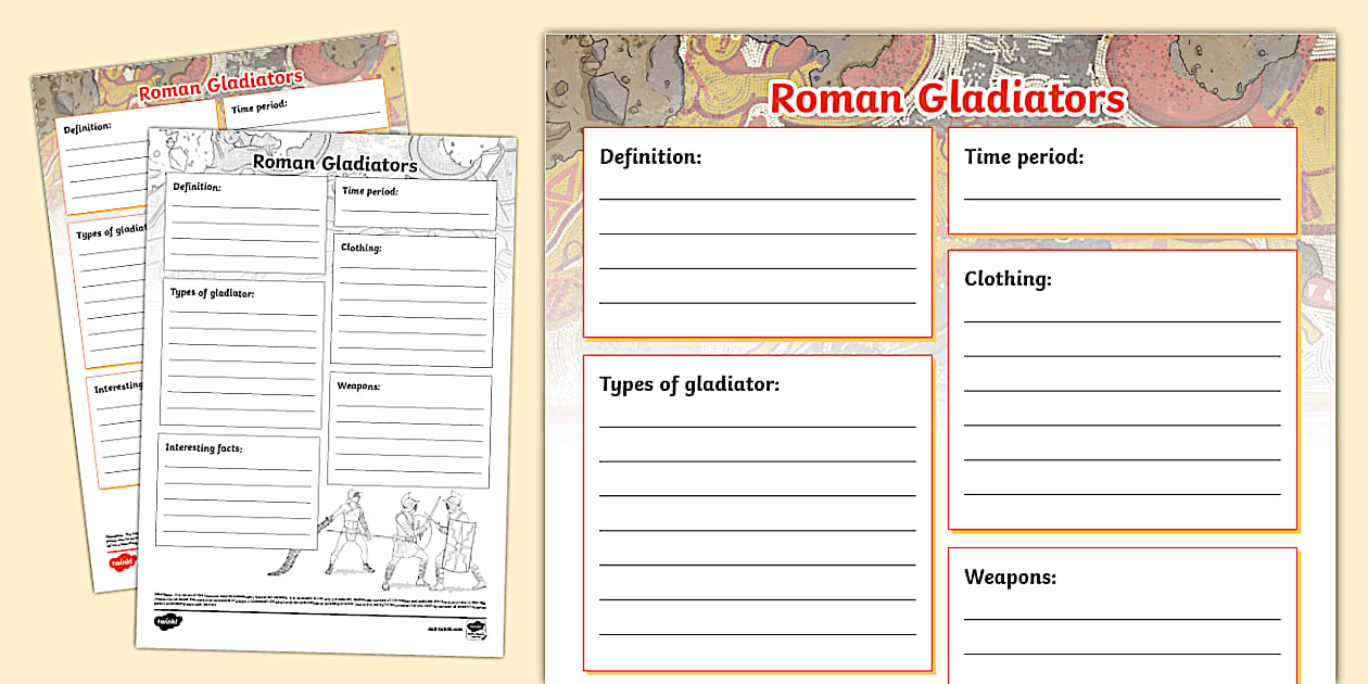 Roman Gladiators Fact File Template (teacher made) - Twinkl