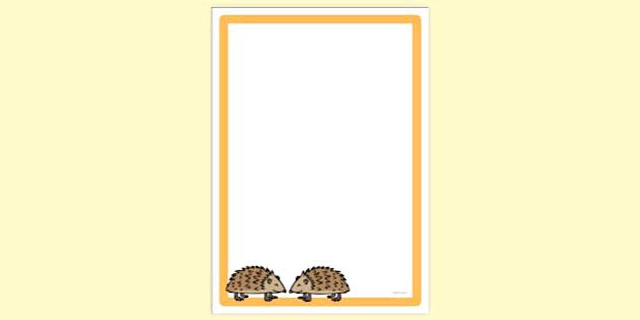 Simple Blank 2 Hedgehogs Page Border | Page Borders - Twinkl