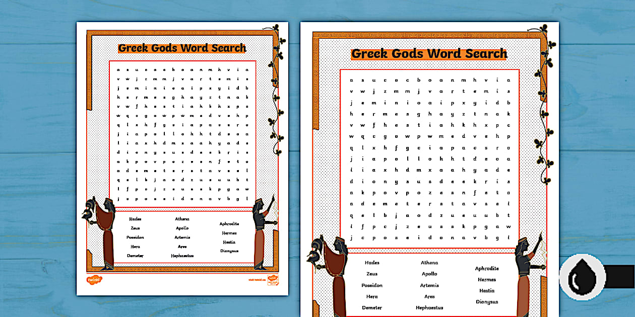 Greek Gods Word Search (teacher made) - Twinkl