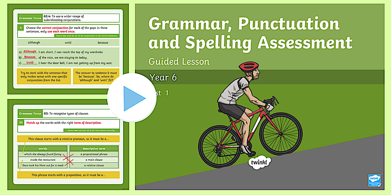 Year 6 Grammar, Punctuation and Spelling Test 1 Guided Lesson PowerPoint