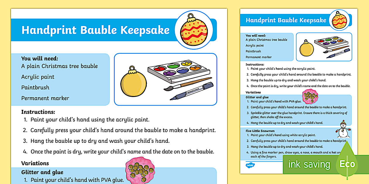 Handprint Bauble Keepsake Activity (teacher made) - Twinkl