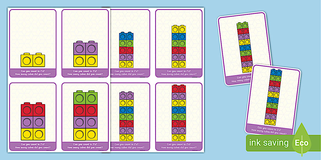 👉 Counting in 2s Interlocking Cube Cards (teacher made)