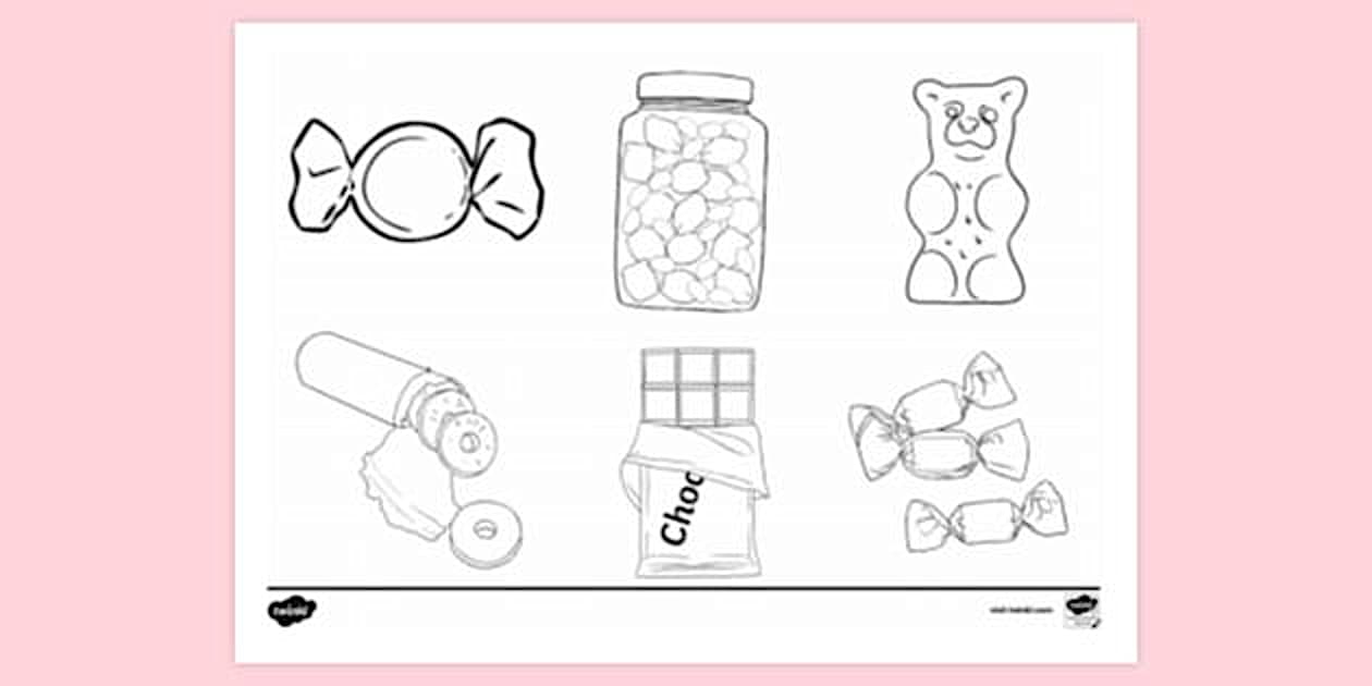 Colouring Page of Sweets - KS1 Resources - Twinkl