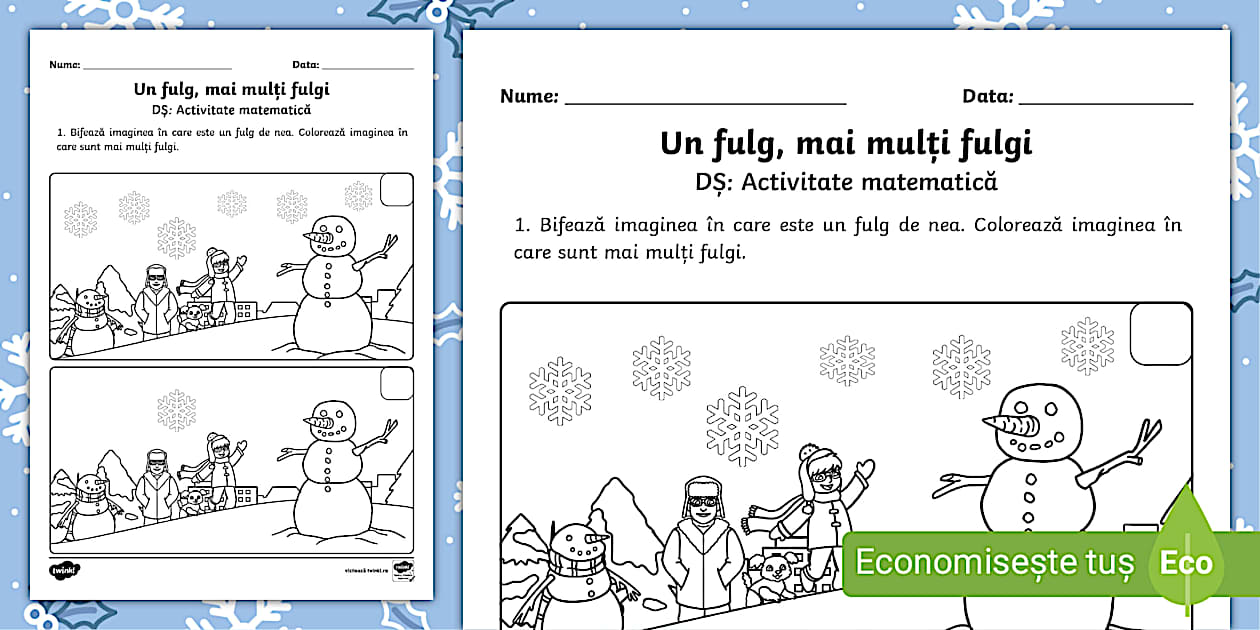 Un fulg, mai mulți fulgi – Fișă de lucru matematică