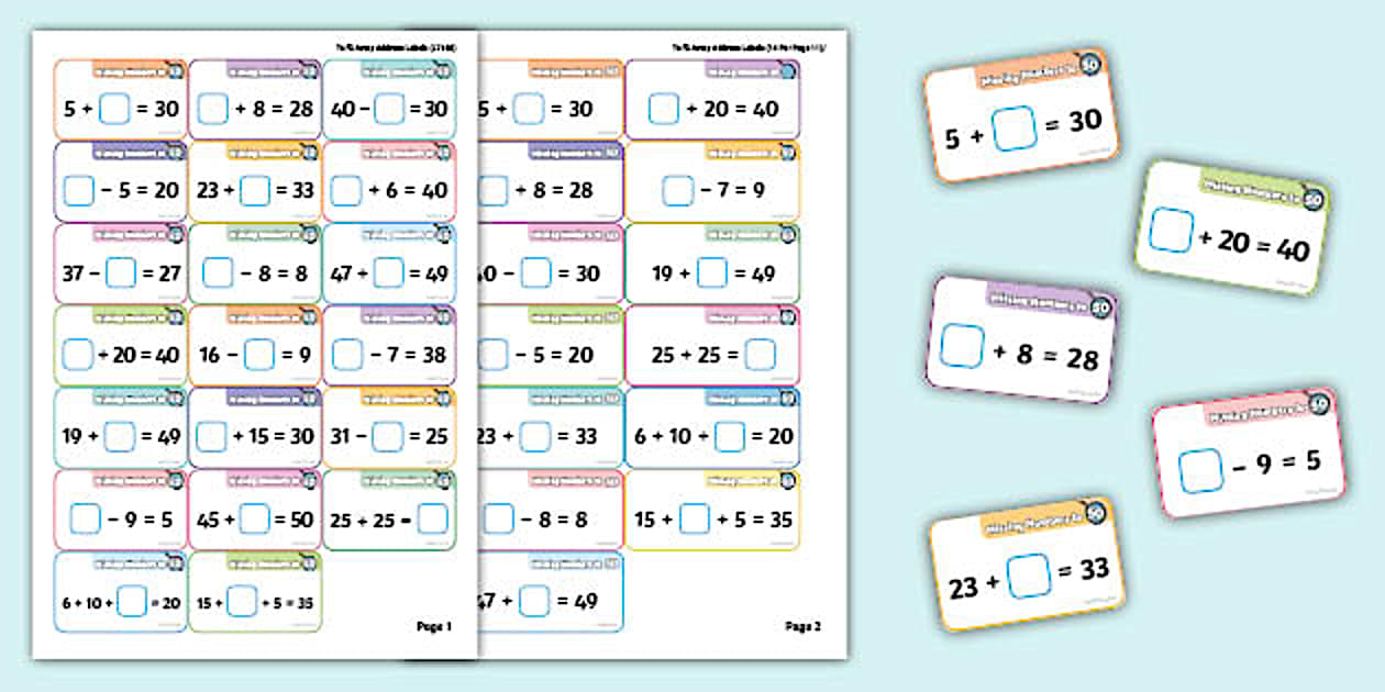 👉 Missing Numbers to 50 Maths Sticky Labels - Twinkl