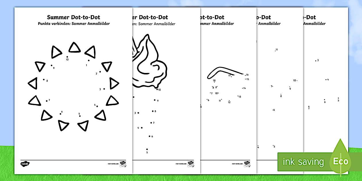 Summer Dot-to-Dot Worksheet / Worksheet English/German