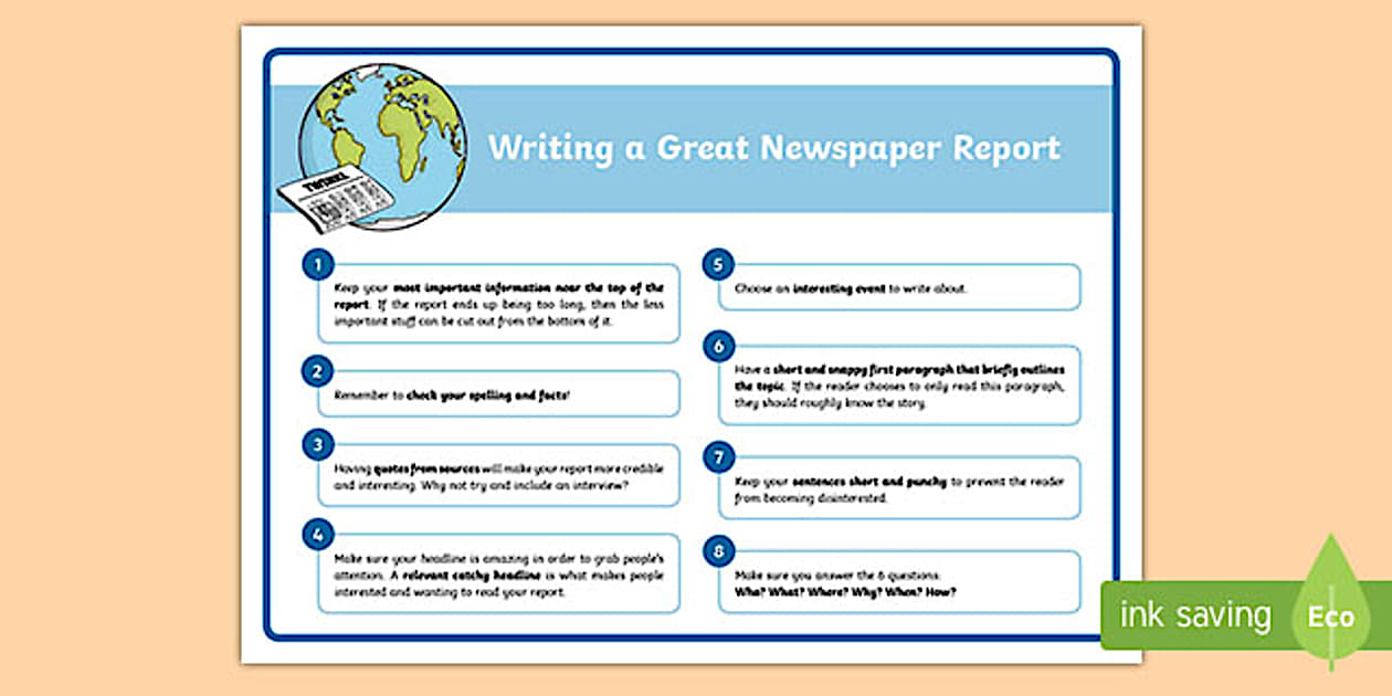 KS2 Writing a Newspaper Article Tips Poster Primary Resource