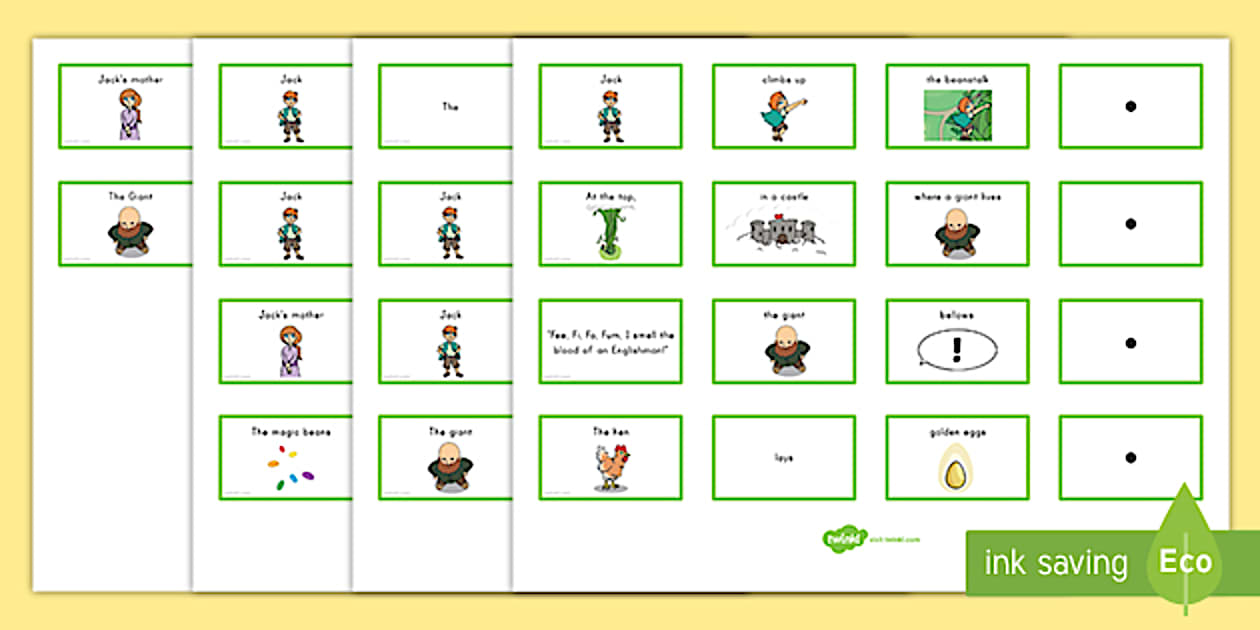 Jack and the Beanstalk Story Sentence Building Cards