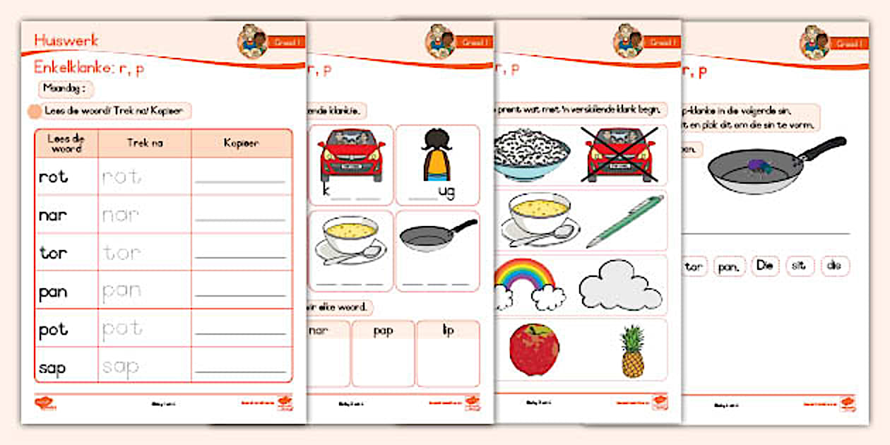 FREE! - Graad 1 Klanke Huiswerk r, p - Twinkl