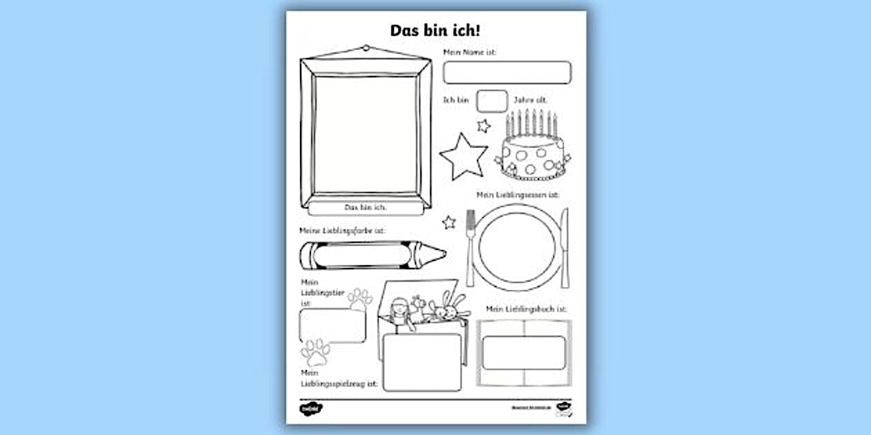 Vorlagen für den Kindergarten: "Das bin ich"-Steckbrief