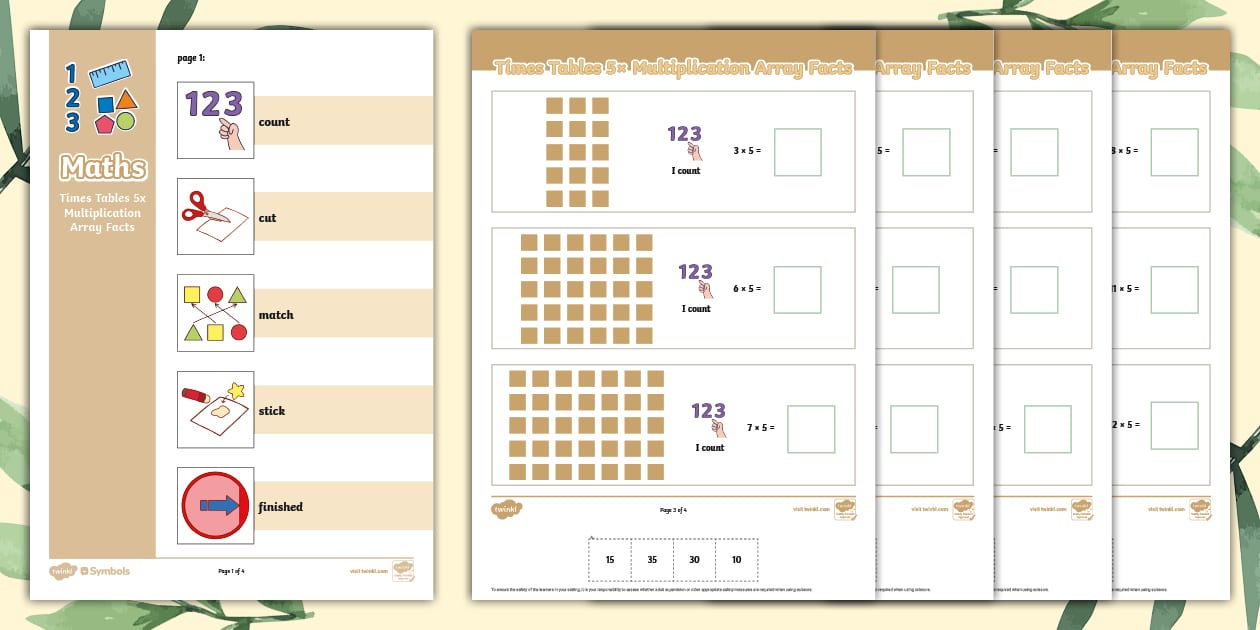 SEND Structured Steps Maths Times Tables x5 Multiplication Array