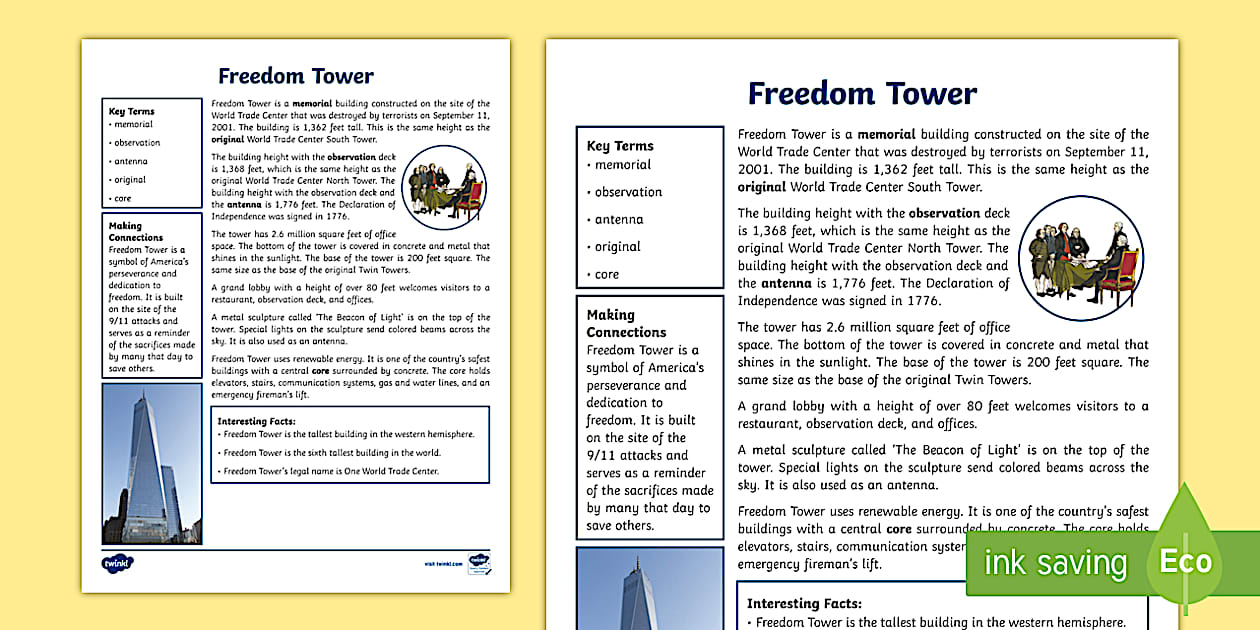 Freedom Tower Facts | 5th Grade Resource | Twinkl USA