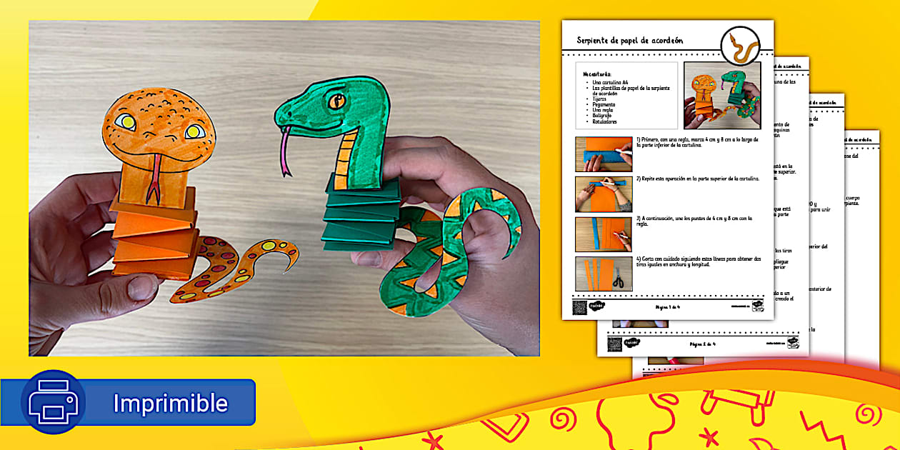 Manualidad de papel: Serpiente de acordeón - Año Nuevo chino