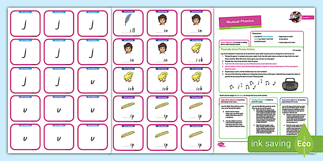 Physically Active Level 3 Phonics Game: Musical Phonics