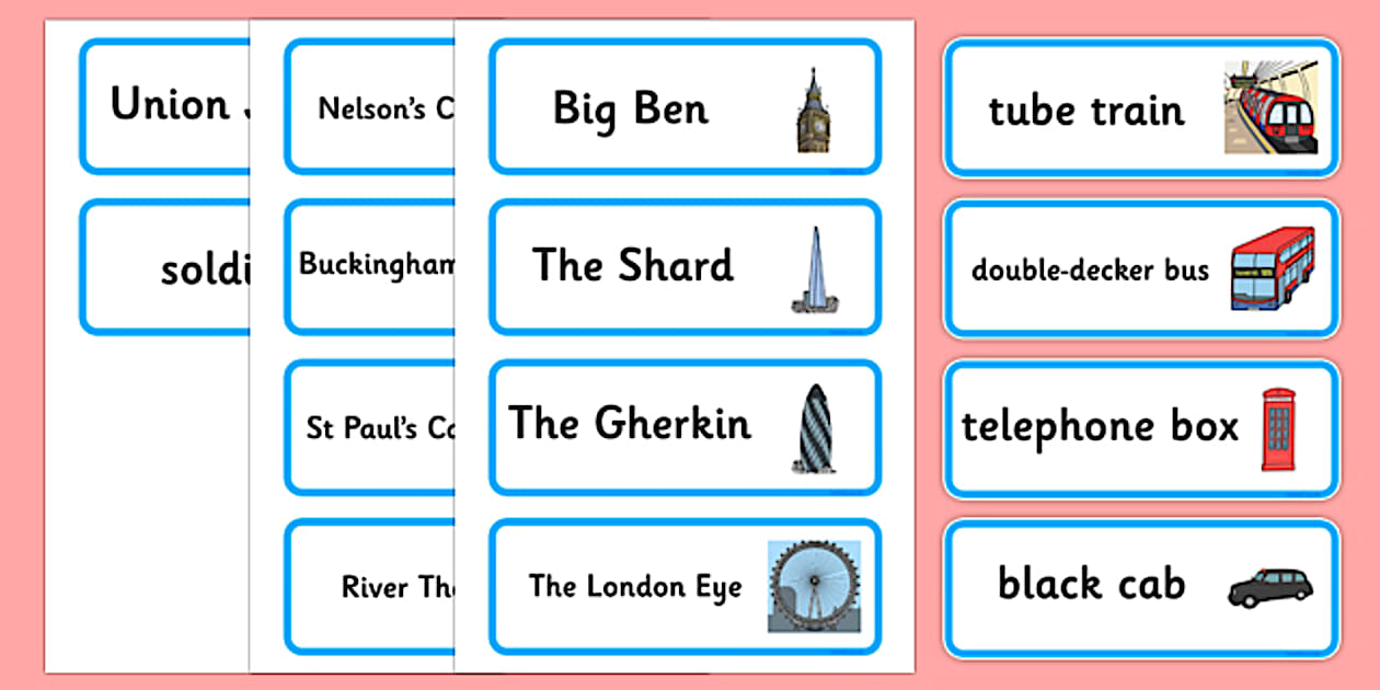 Editable London Hunt Word Cards (teacher made) - Twinkl