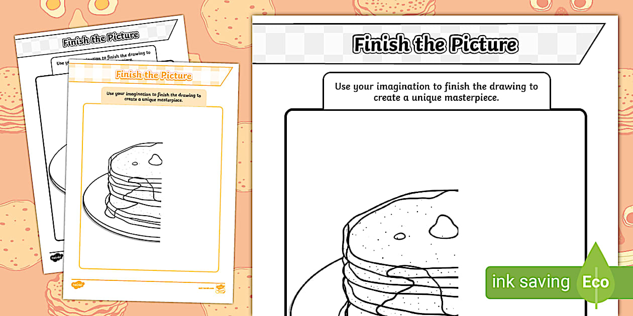 Finish the Pancake Day Picture Worksheet (teacher made)