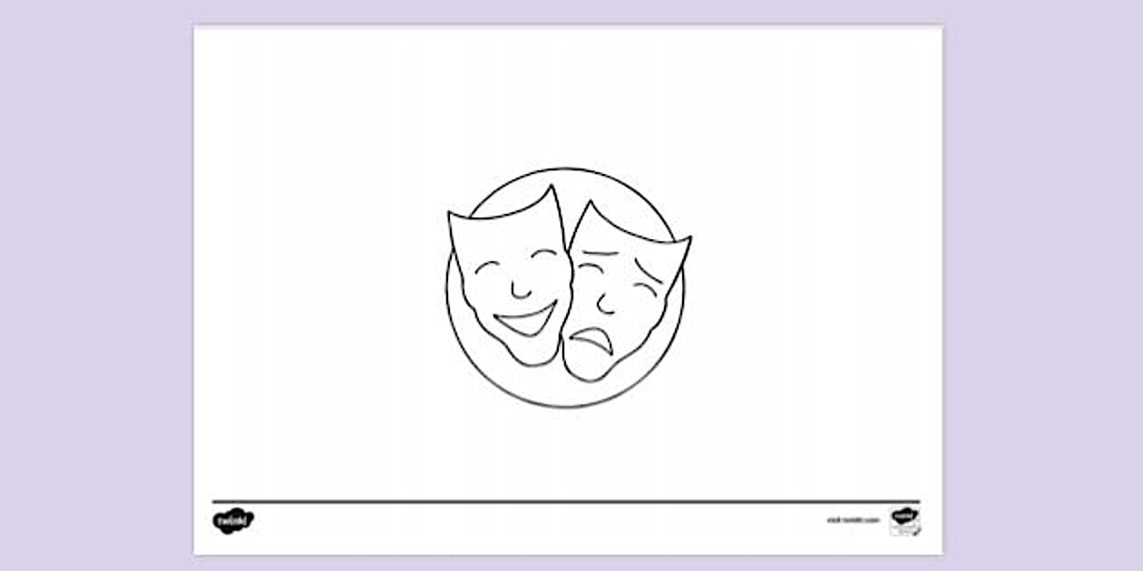 Drama Masks | KS1 Colouring Sheets | Twinkl Resources
