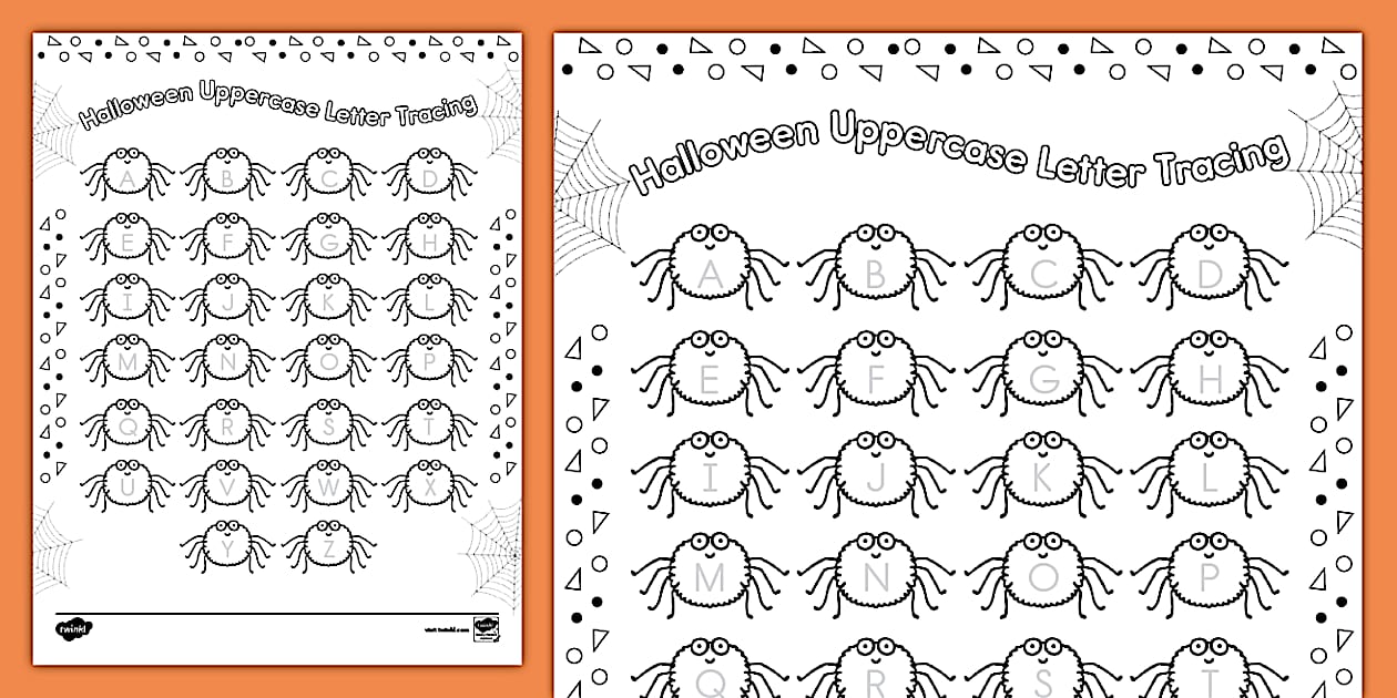 Halloween Uppercase Letter Tracing Worksheet - Twinkl