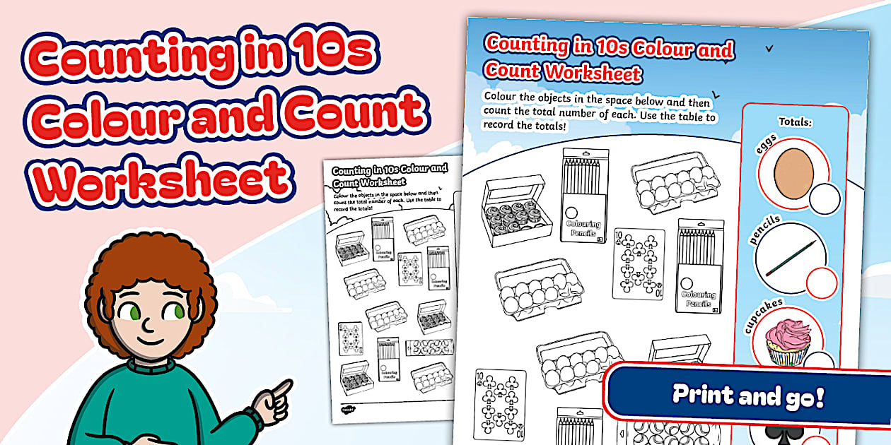 Counting in 10s Colour and Count Worksheet