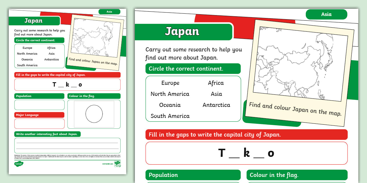 KS1 Japan Research Activity (teacher made) - Twinkl