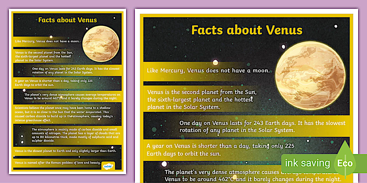 Facts about Venus Poster For Kids (teacher made) - Twinkl
