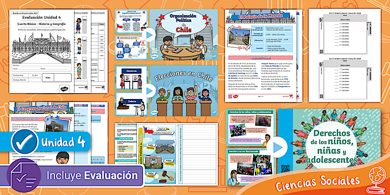 Pack Ciencias Sociales 4º básico Unidad 4 (profesor hizo)