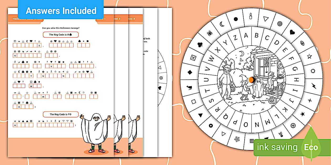 Halloween Secret Code Wheel - All Levels - Twinkl - Puzzles