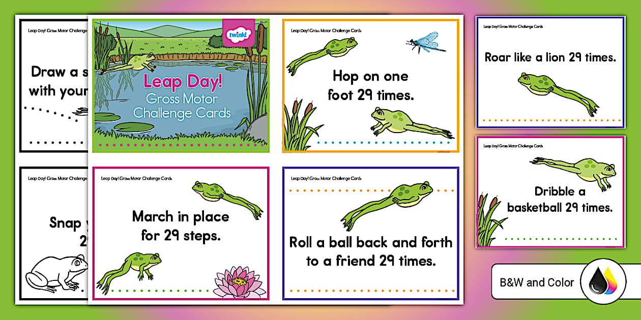 Leap Day! Gross Motor Challenge Cards for K-2nd Grade
