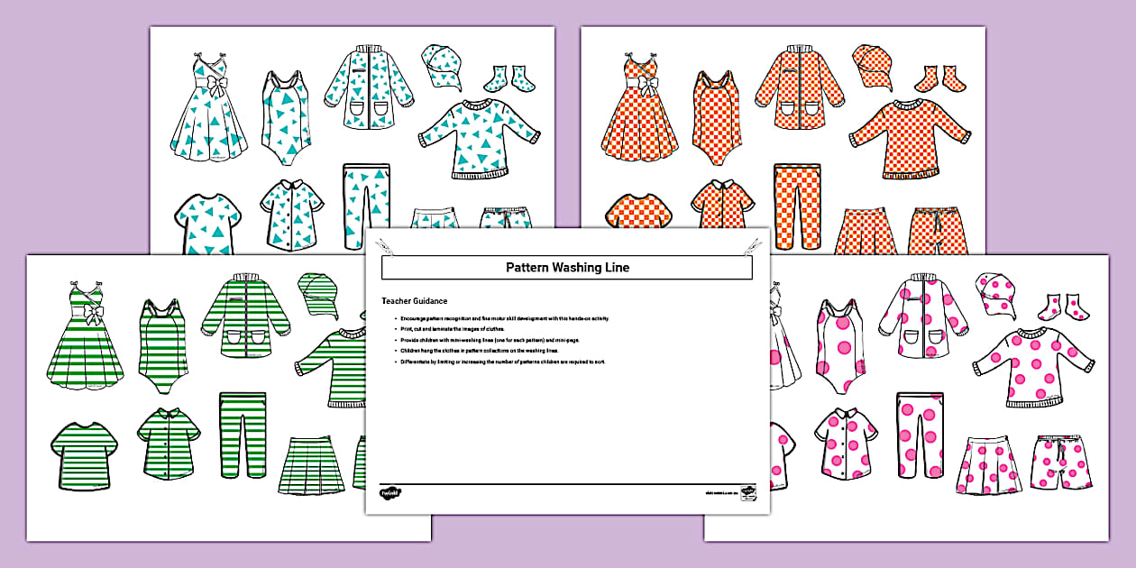 Pattern Sorting Washing Line Activity (teacher made)
