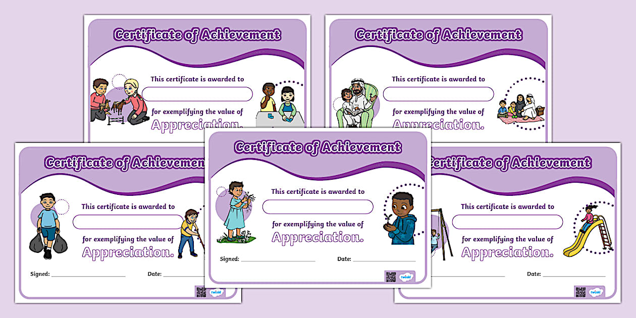 Values Certificates - Appreciation (teacher made) - Twinkl