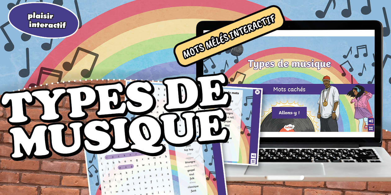 Mots mêlés interactif : Types de musique