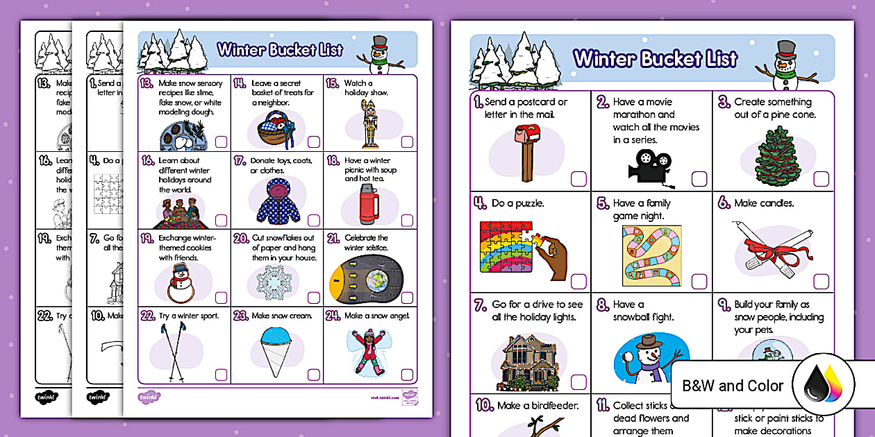 Winter Bucket List | Resource | Twinkl USA - Twinkl